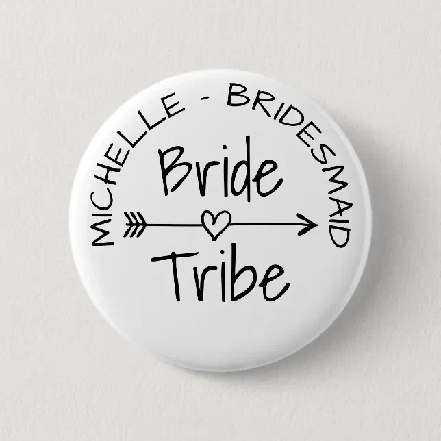 Bride Tribe wedding party favor round name buttons | Zazzle