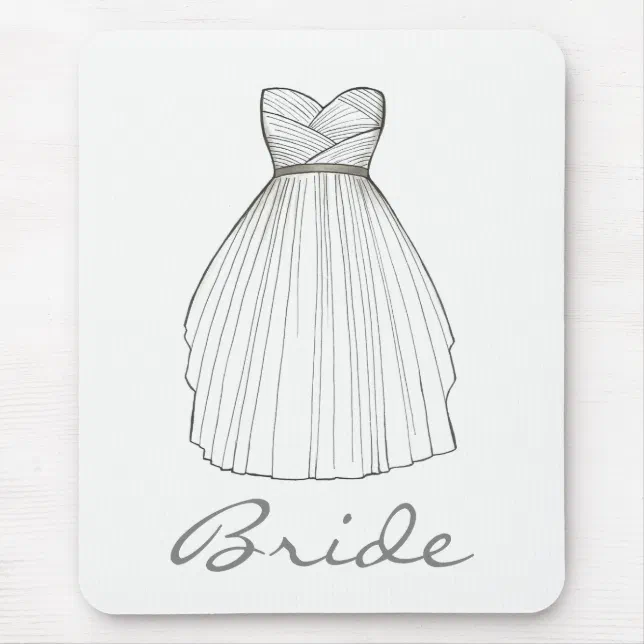 BRIDE White Bridal Gown Wedding Princess Dress Mouse Pad | Zazzle