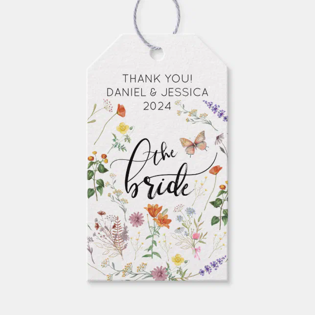 Bride Wild Flower Vintage Wedding Gift Tag | Zazzle
