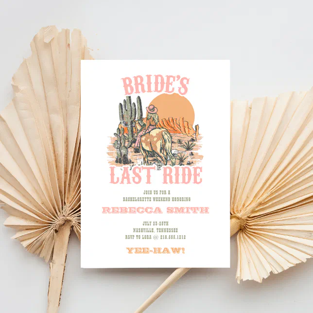 Bride's Last Ride Bachelorette Party Invitation | Zazzle