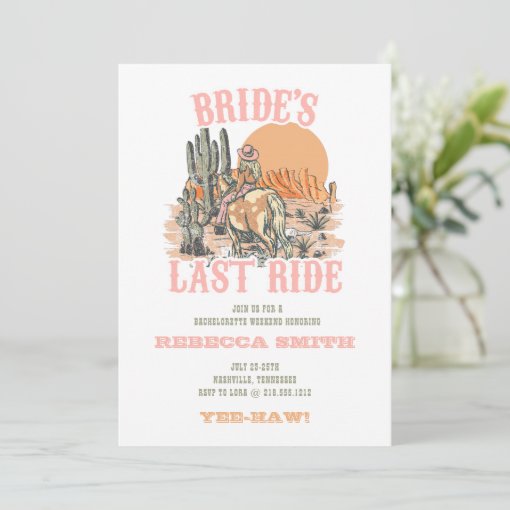 Bride's Last Ride Bachelorette Party Invitation | Zazzle