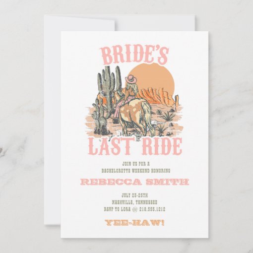 Bride's Last Ride Bachelorette Party Invitation | Zazzle