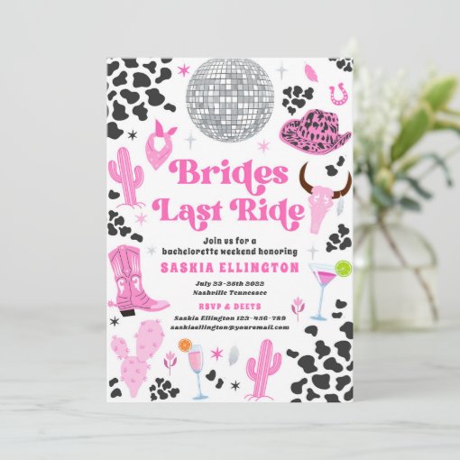 Brides Last Ride Bachelorette Weekend Itinerary Invitation | Zazzle