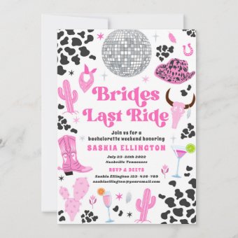 Brides Last Ride Bachelorette Weekend Itinerary Invitation | Zazzle