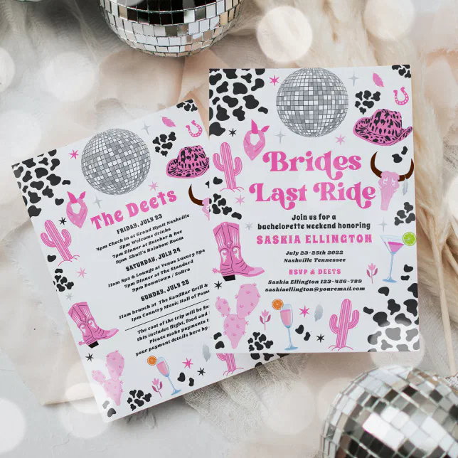 Brides Last Ride Bachelorette Weekend Itinerary Invitation | Zazzle