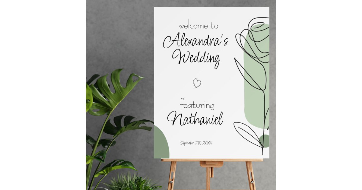 Bride's Wedding Featuring Groom Mint Green Welcome Foam Board | Zazzle