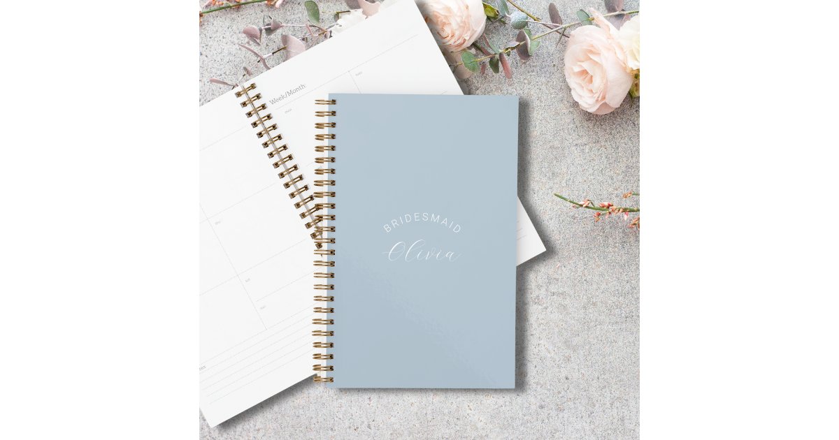 Bridesmaid Dusty Blue Personalized Wedding Planner | Zazzle