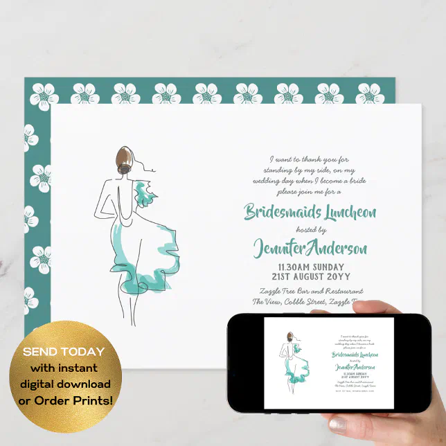 Bridesmaid Luncheon, Tea , Brunch Invitations Chic | Zazzle