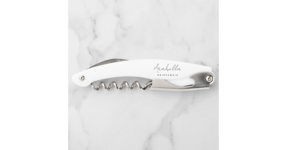 Bridesmaid | Modern Minimalist Script Bachelorette Waiter's Corkscrew ...