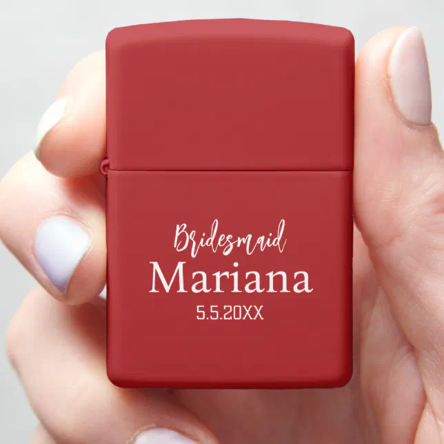 bridesmaid personalized white calligraphy wedding zippo lighter | Zazzle