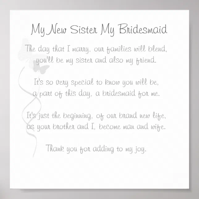 Bridesmaid Poem Print | Zazzle