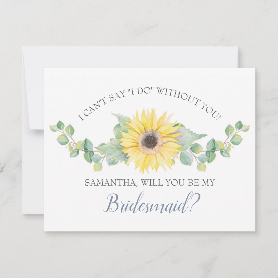BRIDESMAID PROPOSAL card, Greenery Sunflower Invitation | Zazzle