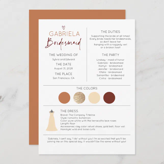 Bridesmaid Proposal Invitation & Information | Zazzle