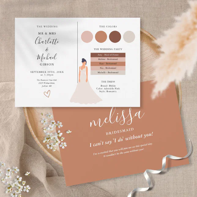 Bridesmaid Signature Script Wedding Info Card | Zazzle