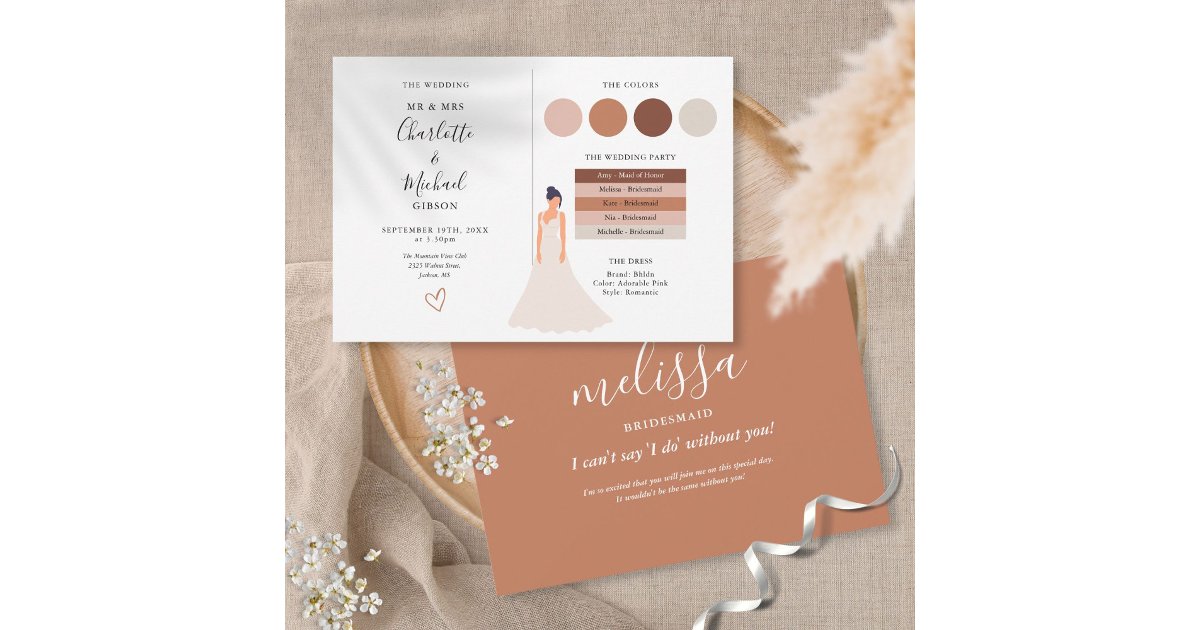 Bridesmaid Signature Script Wedding Info Card | Zazzle