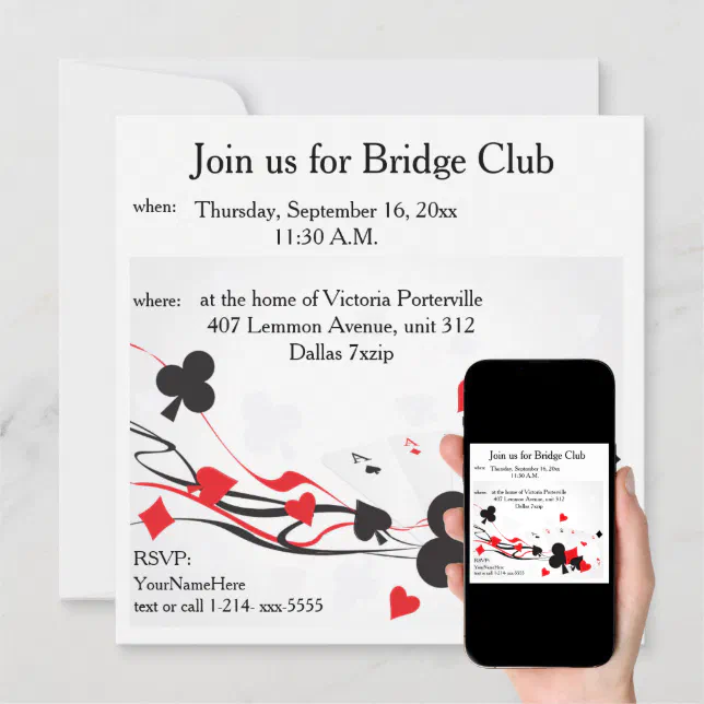 Bridge Club Invitation | Zazzle