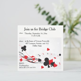 Bridge Club Invitation | Zazzle