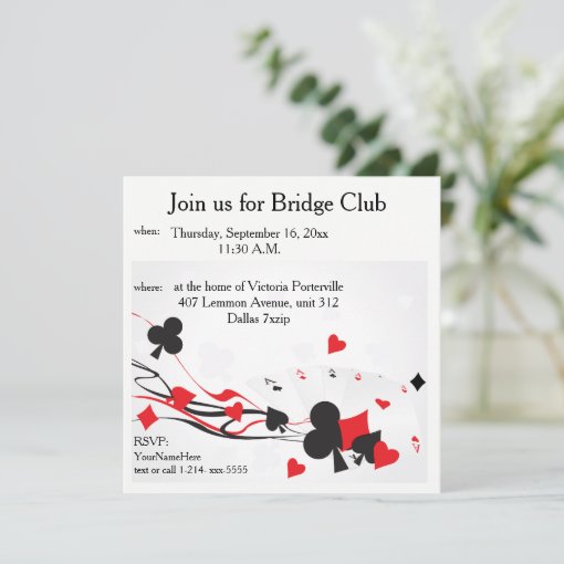 Bridge Club Invitation | Zazzle