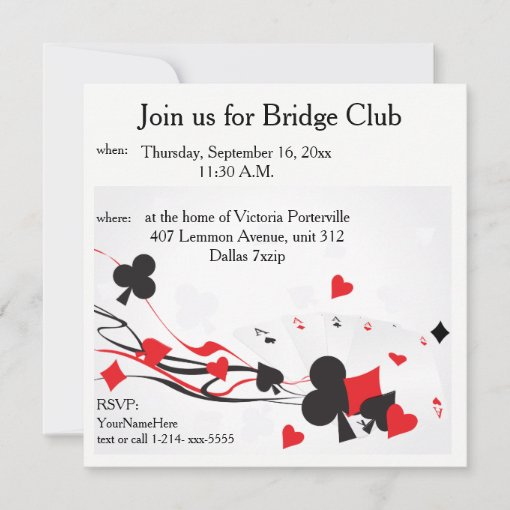 Bridge Club Invitation | Zazzle