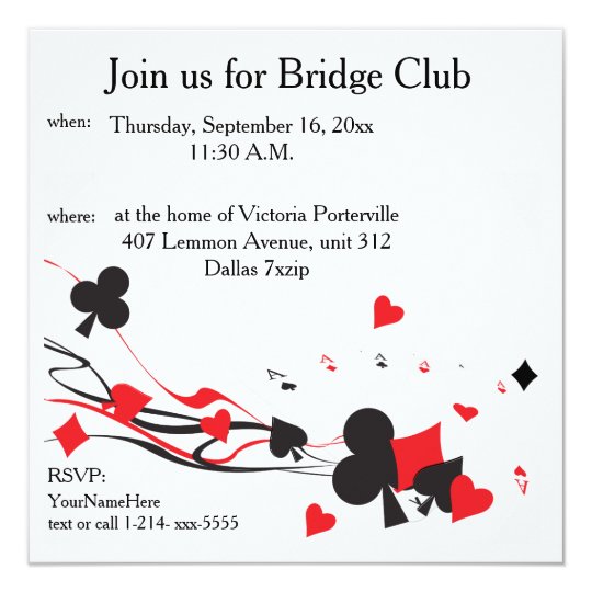 Bridge Club Invitation | Zazzle.com