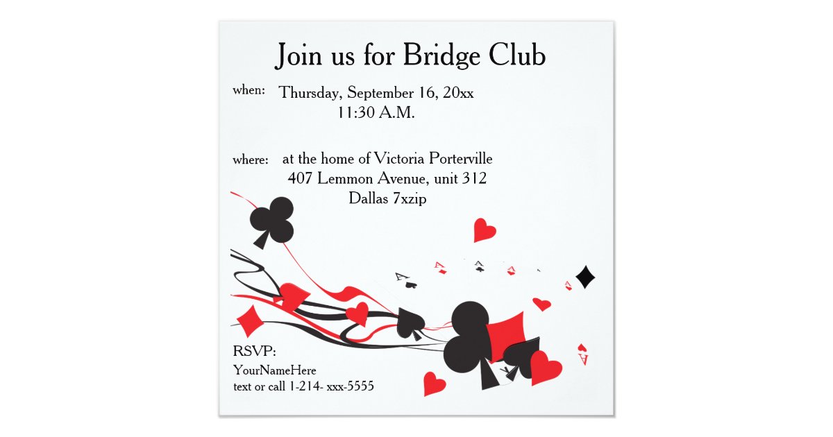 Bridge Club Invitation | Zazzle.com