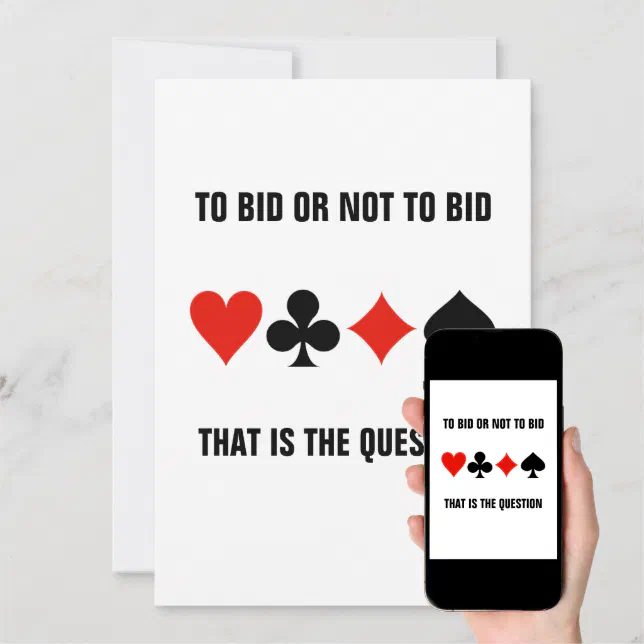 Bridge Game Event Invite Template Four Card Suits | Zazzle