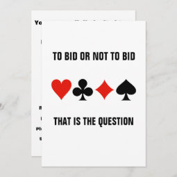 Bridge Game Event Invite Template Four Card Suits | Zazzle