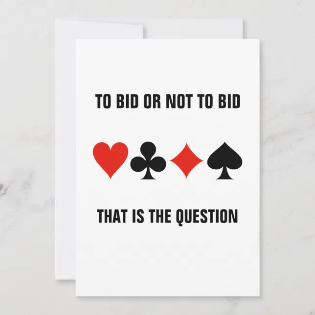 Bridge Game Event Invite Template Four Card Suits | Zazzle