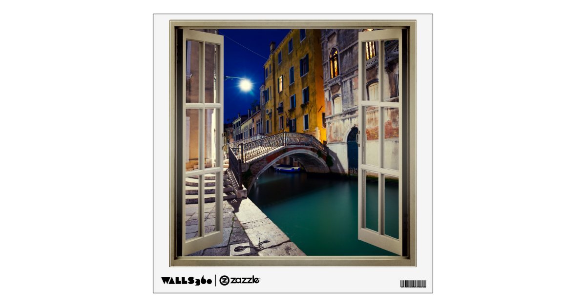 Bridge Over Canal at Night Venice Faux Window Wall Decal | Zazzle