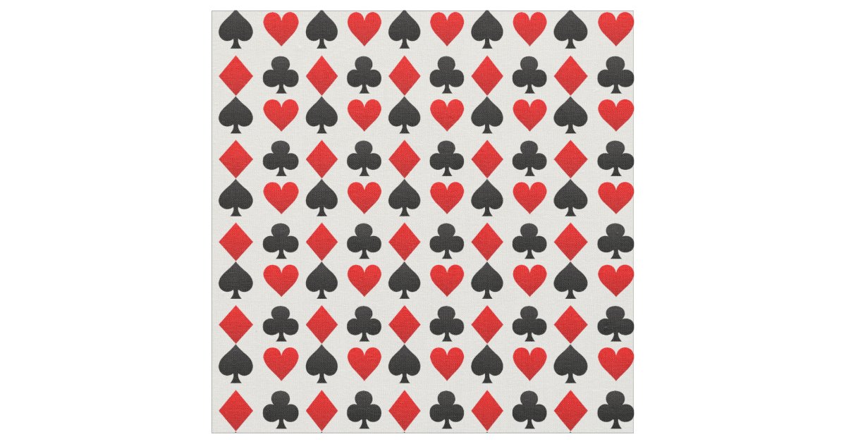 Bridge symbols of hearts, spades. diamonds, clubs fabric | Zazzle