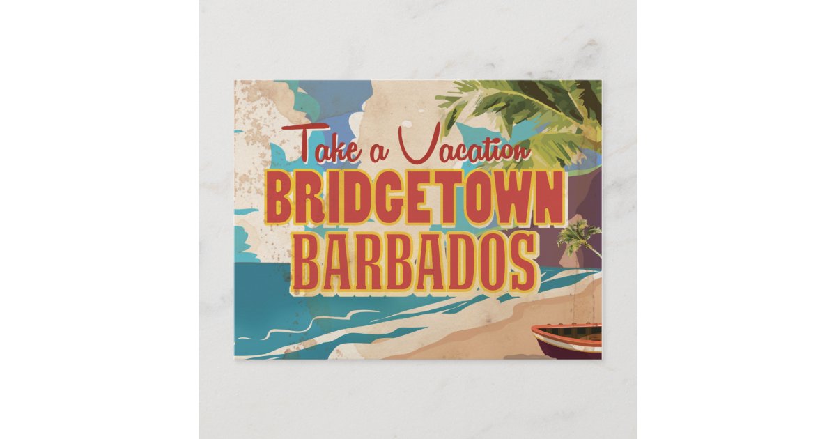 Bridgetown, Barbados Vintage Travel Poster Postcard | Zazzle