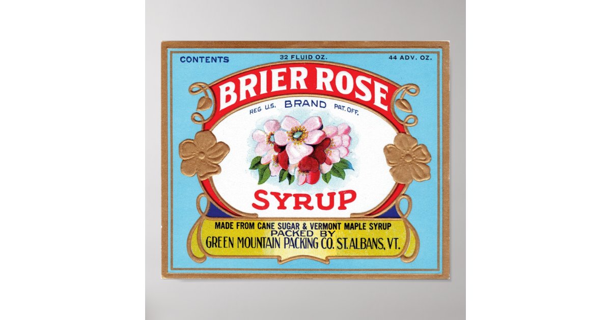 Brier Rose Vintage Syrup Label Poster | Zazzle