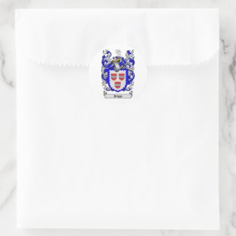BRIGGS FAMILY CREST - BRIGGS COAT OF ARMS CLASSIC ROUND STICKER | Zazzle