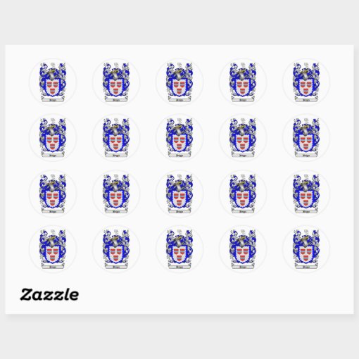 BRIGGS FAMILY CREST - BRIGGS COAT OF ARMS CLASSIC ROUND STICKER | Zazzle