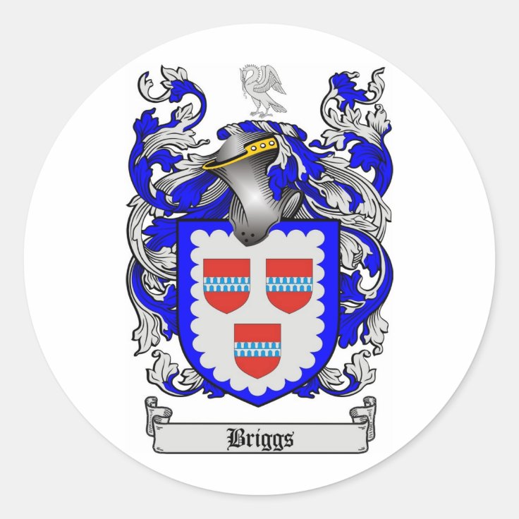 BRIGGS FAMILY CREST - BRIGGS COAT OF ARMS CLASSIC ROUND STICKER | Zazzle