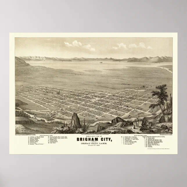 Brigham City, UT Panoramic Map - 1875 Poster | Zazzle
