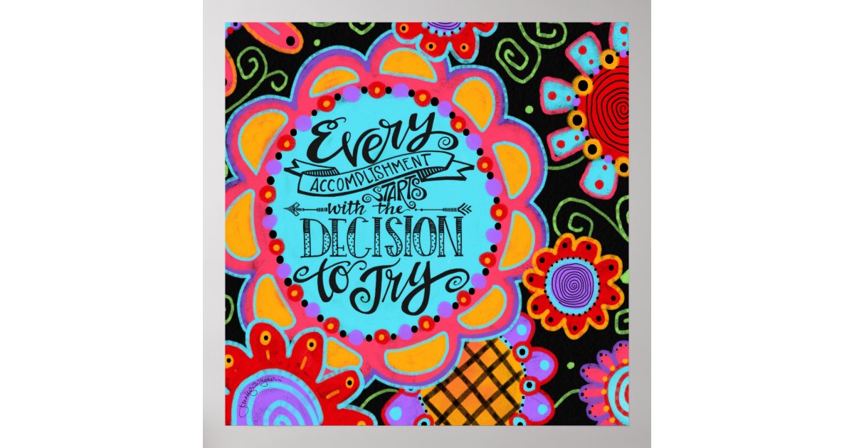 Bright and Cheerful Accomplishment Poster | Zazzle