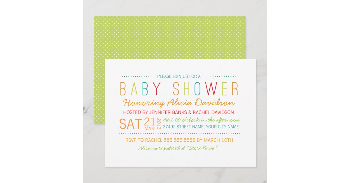 Bright and Colorful Baby Shower Invite | Zazzle