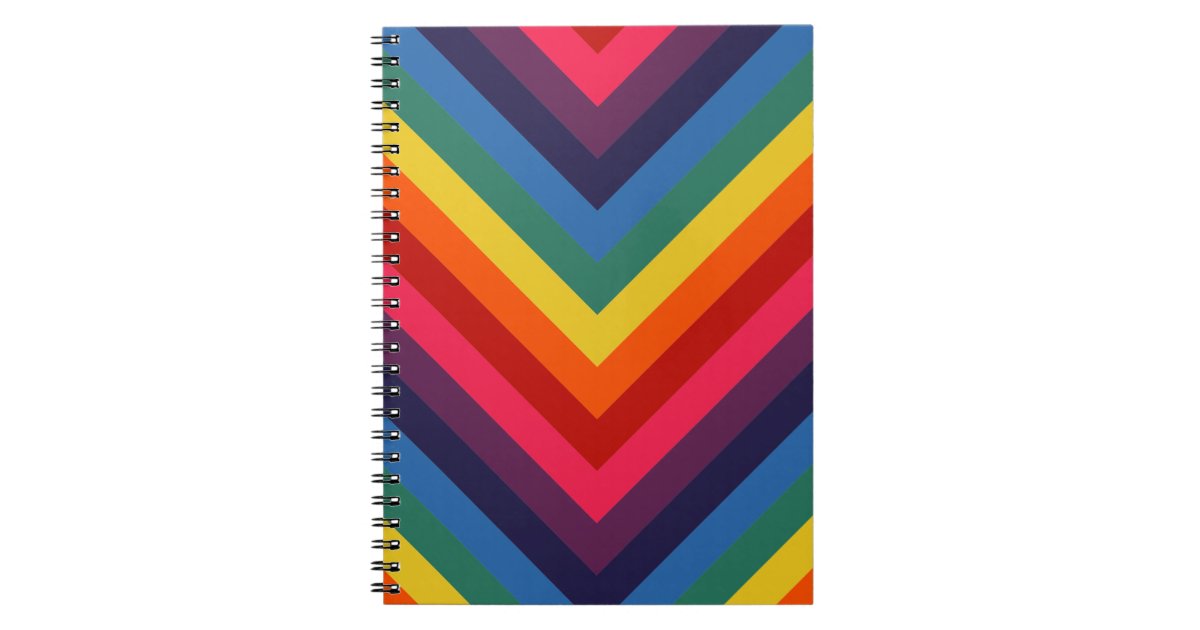 Bright and Colorful Chevron Retro Rainbow Notebook | Zazzle