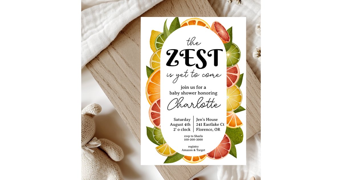 Bright and Colorful Citrus Baby Shower Invitation | Zazzle