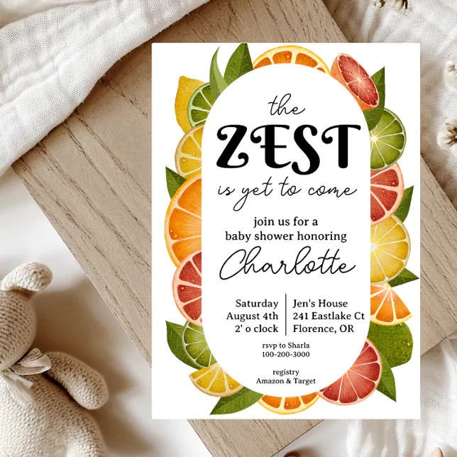 Bright and Colorful Citrus Baby Shower Invitation | Zazzle