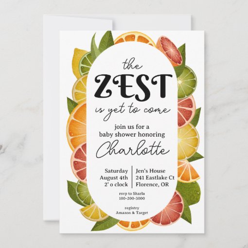Bright and Colorful Citrus Baby Shower Invitation | Zazzle