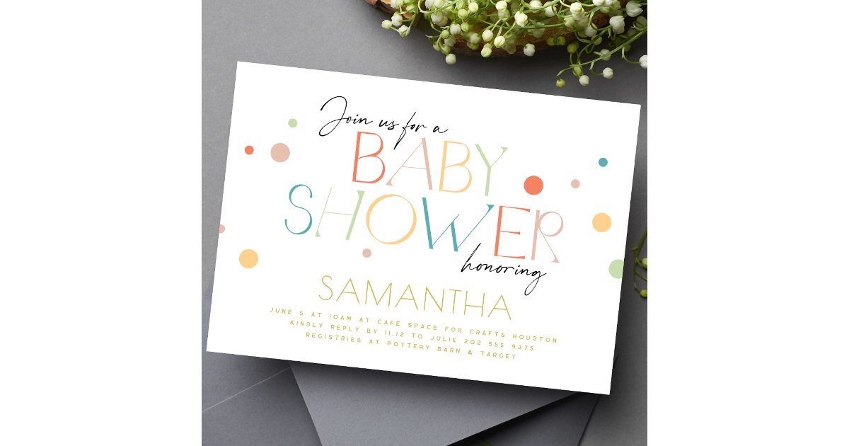 Bright and colorful Fun Unisex Modern Baby Shower Invitation | Zazzle