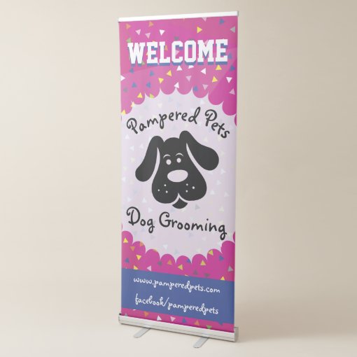 Bright and Fun Dog Grooming Business Banner | Zazzle