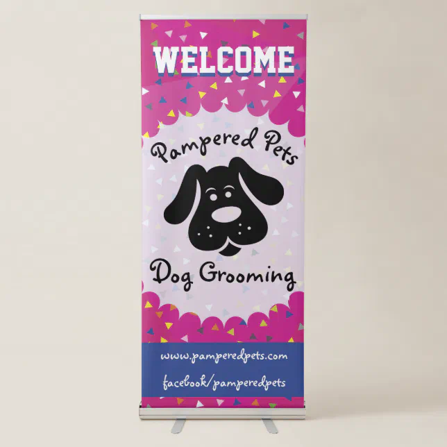 Bright and Fun Dog Grooming Business Banner | Zazzle