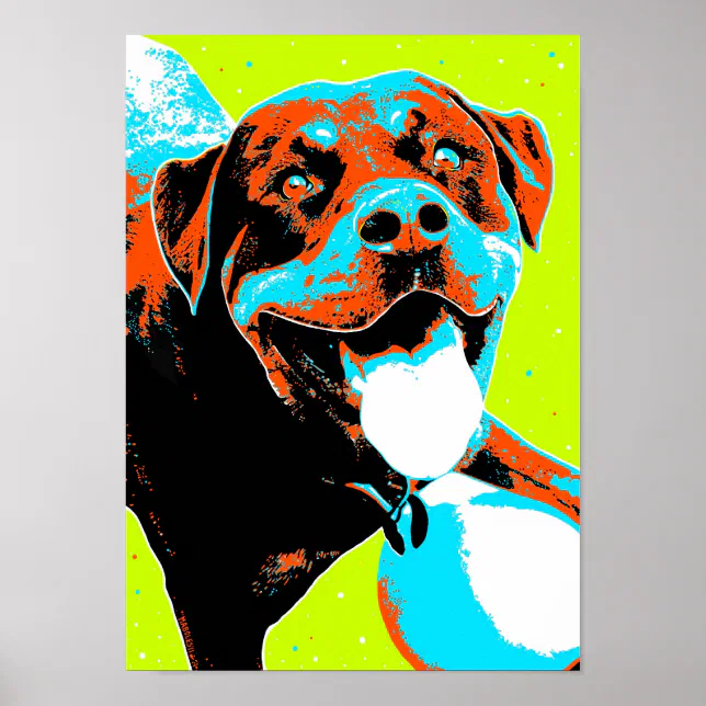 Bright and Fun Rottweiler Portrait Poster | Zazzle