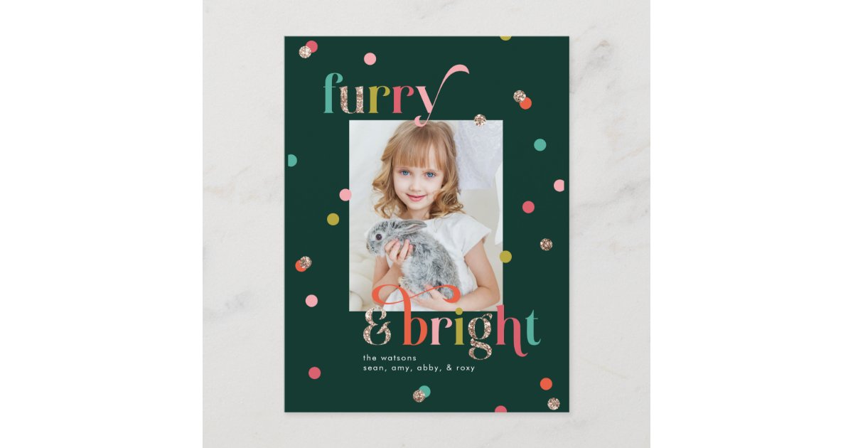 Bright and Furry Holiday Photo Card Postcard | Zazzle