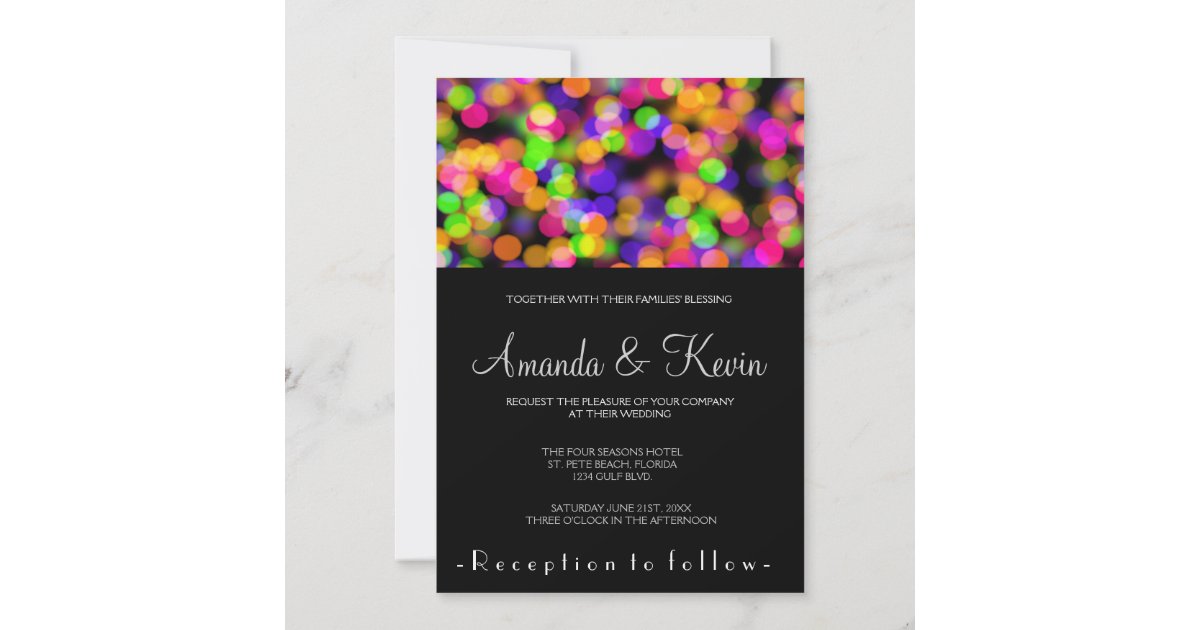 Bright and Sparkling Lights Bokeh Background Invitation | Zazzle