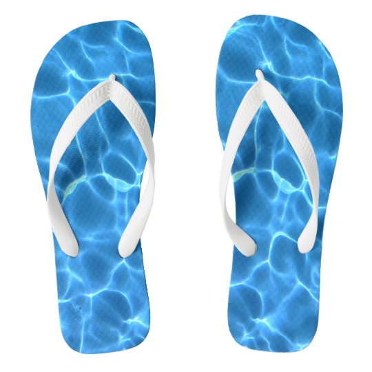 Bright Aqua Blue Swimming Pool Photo Flip Flops | Zazzle.com