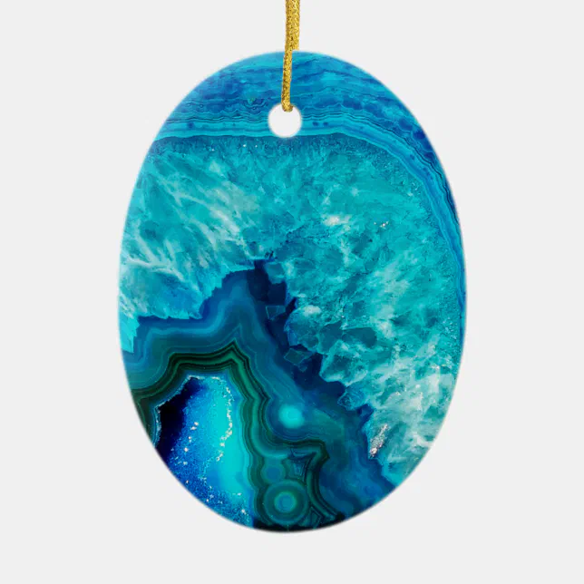 Bright Aqua Blue Turquoise Geode Mineral Stone Ceramic Ornament | Zazzle